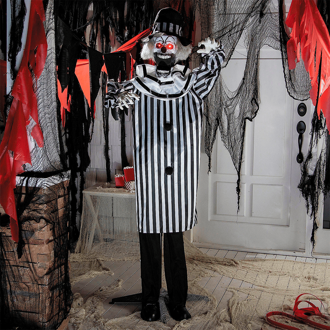 Payaso de mandíbula emergente en blanco y negro - Party Center