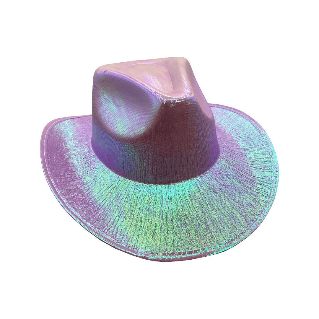 Sombrero vaquero morado holográfico - Party Center